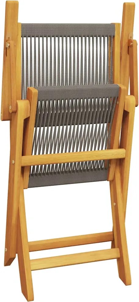 3dílný bistro set šedý polypropylen a masivní dřevo 3281806