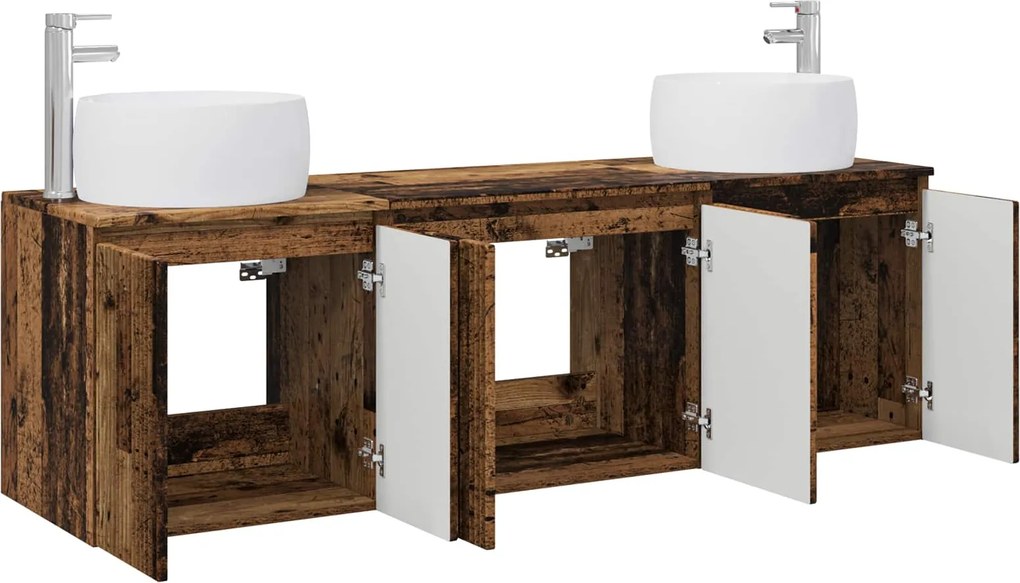 Sada koupelnových skříněk 3 ks Staré dřevo 49,5 x 44,5 x 66 cm 3405715