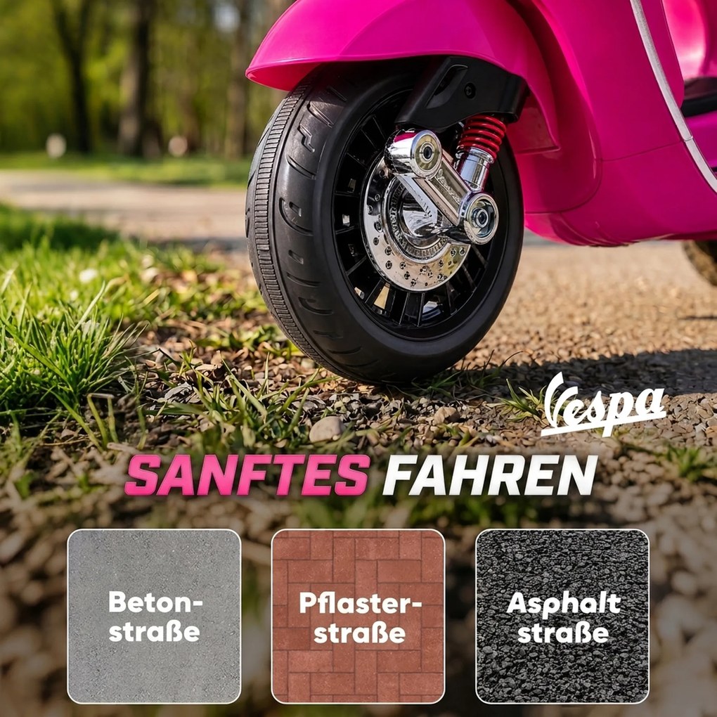 Dětská elektrická motorka AIYAPLAY pro děti od 3 let s licencí Vespa, bateriová motorka 6V s USB, MP3, LED světlem, FM rádiem, rychlostí 3 km/h a nos…