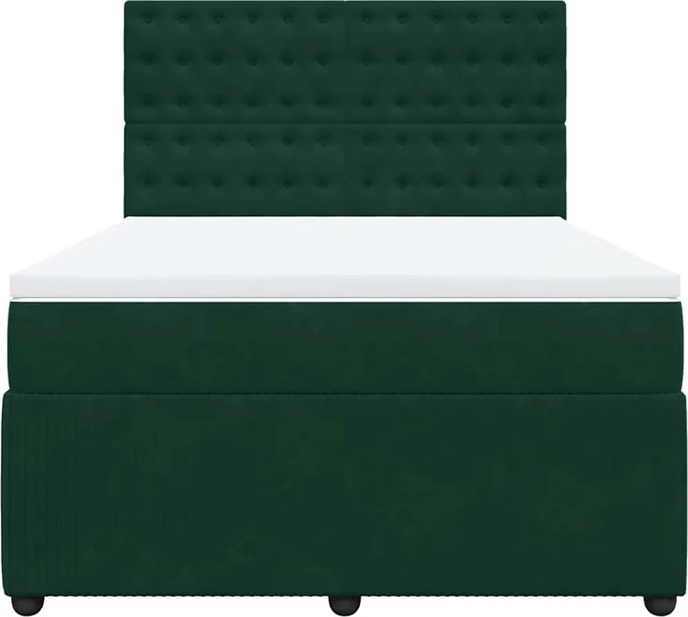 Box spring postel s matrací tmavě zelená 140x190 cm samet 3294649
