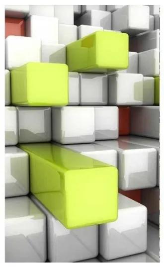 DIMEX | Vliesová fototapeta na zeď 3D kostky MS-2-0286  | 150 x 250 cm | bílá, šedá, zelená, červená