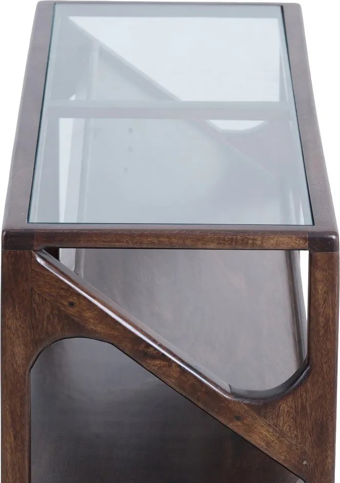 Konzolový stolek se skleněnou deskou v tmavě přírodní barvě 41x119 cm Yuki – Light & Living