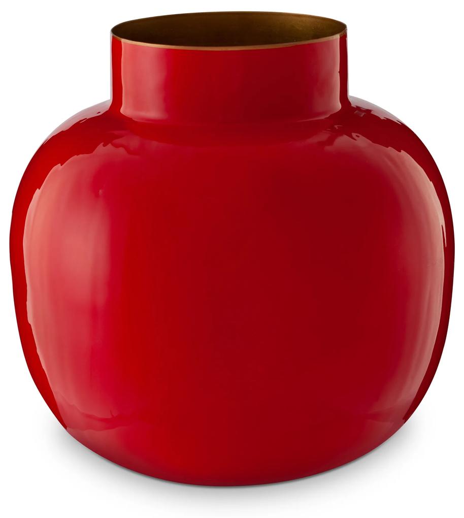 Pip Studio kovová váza červená, 25cm, ovál (Oválná váza Metal, červená)