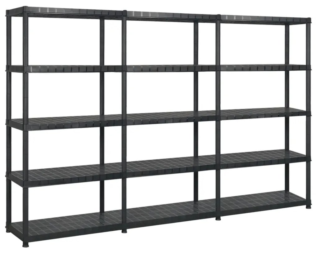 Úložný regál 5patrový černý 255 x 40 x 185 cm plast 3059857