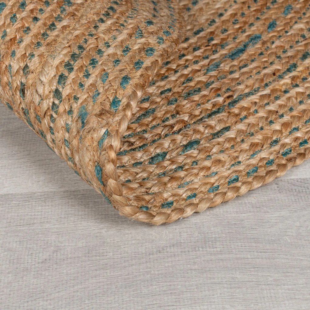 Flair Rugs koberce Kusový koberec Capri Jute Natural/Blue kruh - 180x180 (průměr) kruh cm
