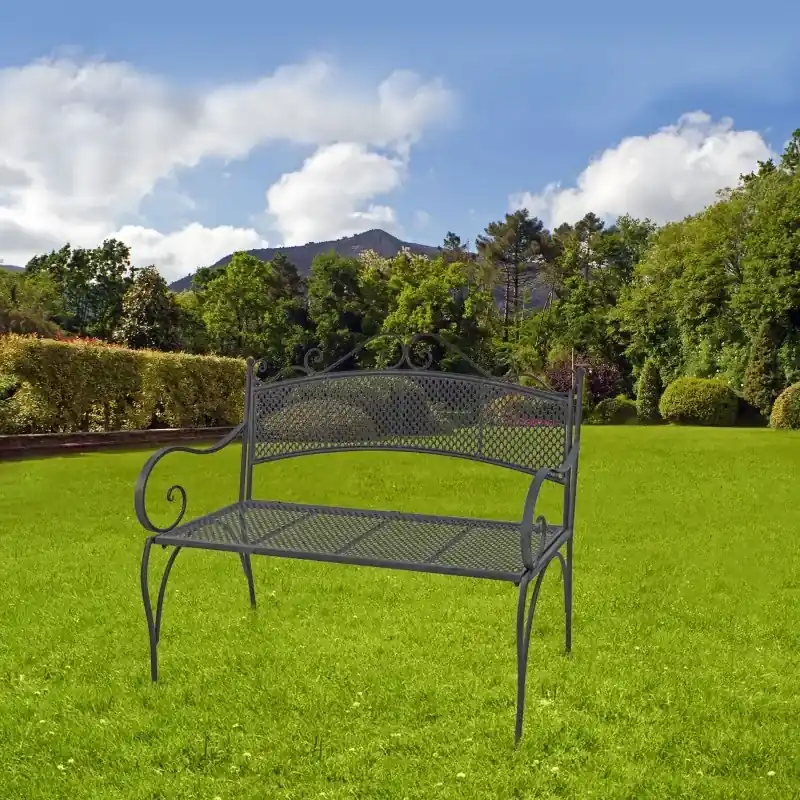 DEMA Kovová zahradní lavička Provence, šedá antik 94104D | BIANO
