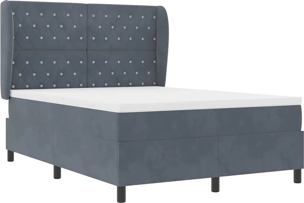 Postel s boxspringem s čelo Tmavě šedá 200 x 160 cm samet 3340881