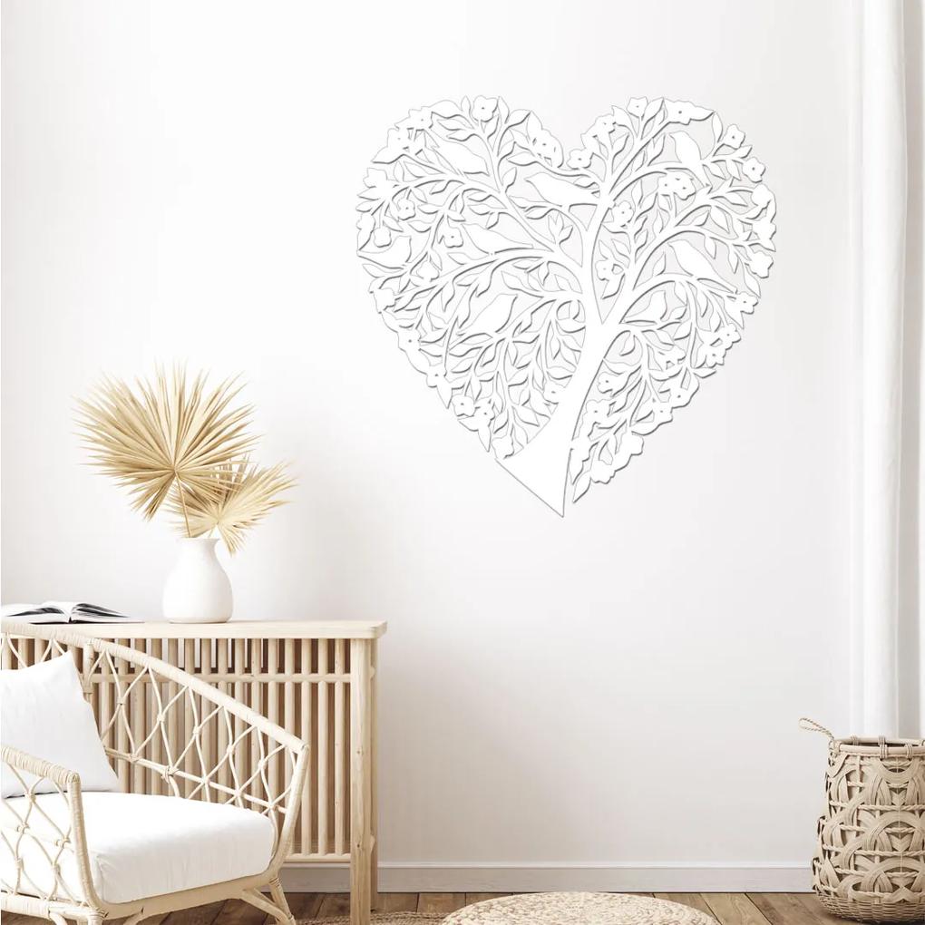 dřevo života Dřevěná dekorace na zeď ZPÍVAJÍCÍ SRDCE Barevný vzor: Bílá, Rozměry (cm): 80x80
