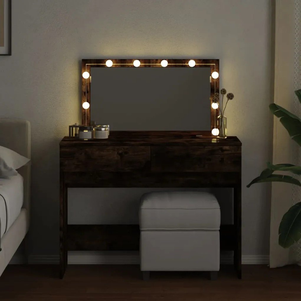 Toaletní Stolek S Led 100 X 40 X 120 Cm