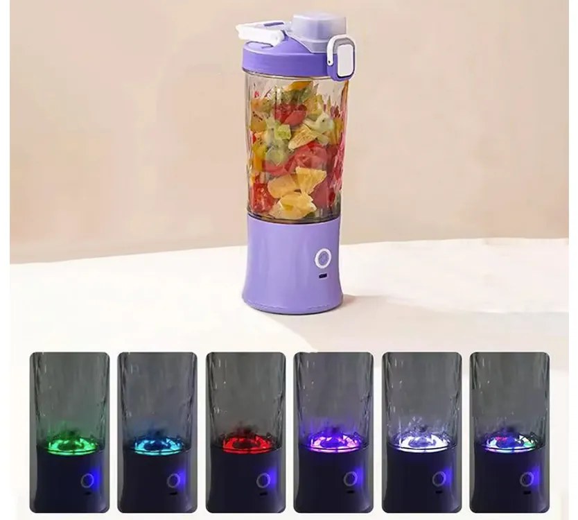 Verk Group Přenosný bezdrátový USB mixér na smoothie, drtič ledu, fialový