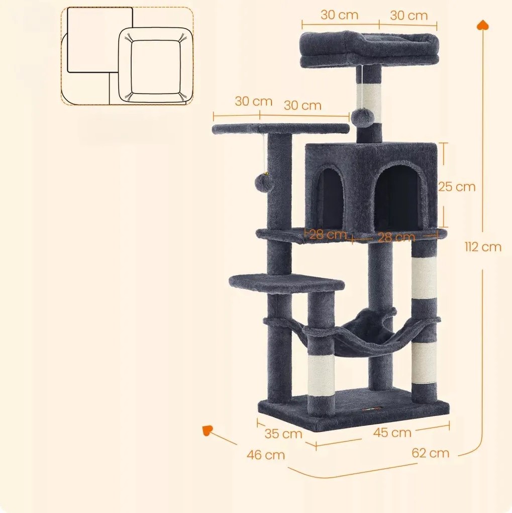 Škrabadlo pro kočky Piti 112 cm šedé
