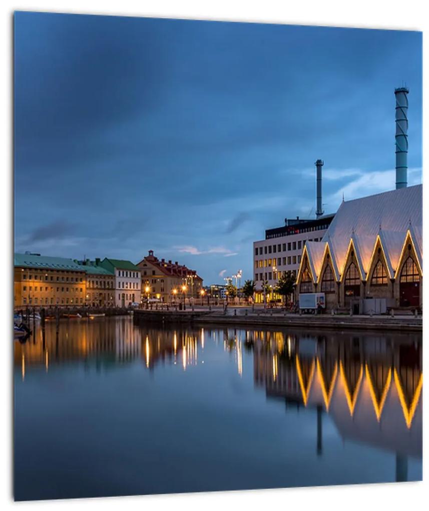Obraz vodního kanálu - Göteborg (30x30 cm)