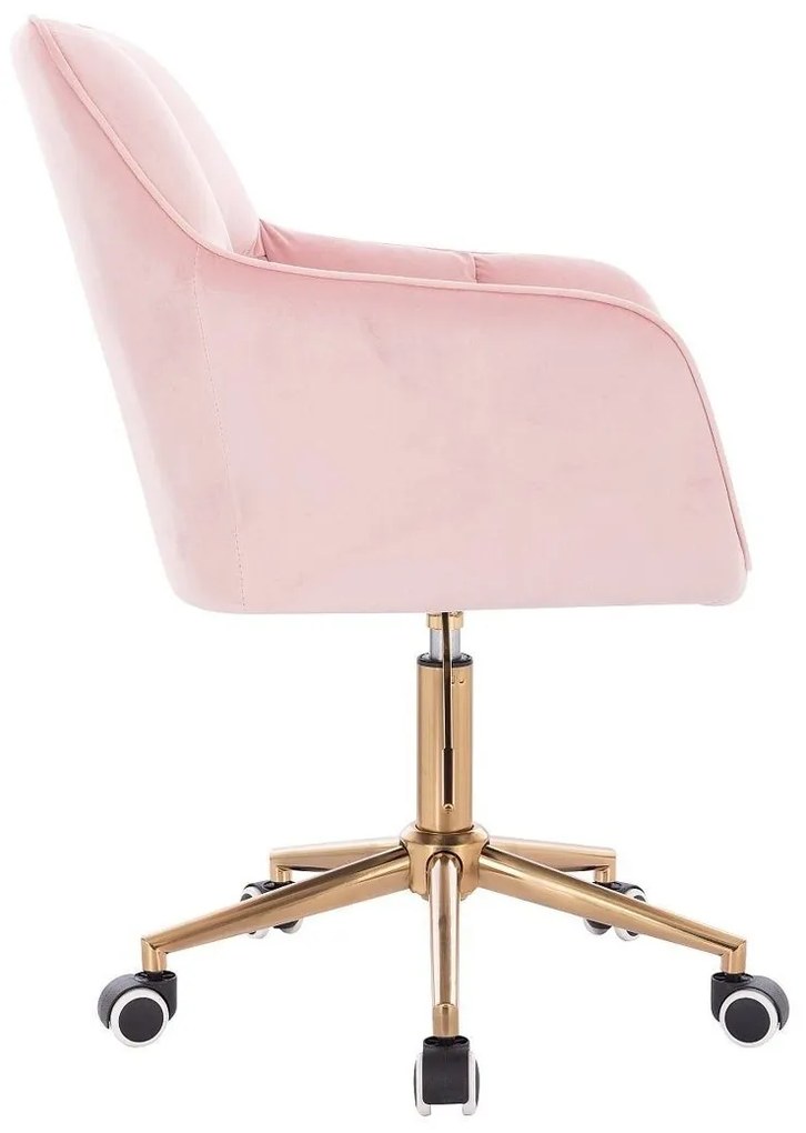 LuxuryForm DESIGN Otočné křeslo AMALFI VELUR na zlaté podstavě s kolečky - růžové