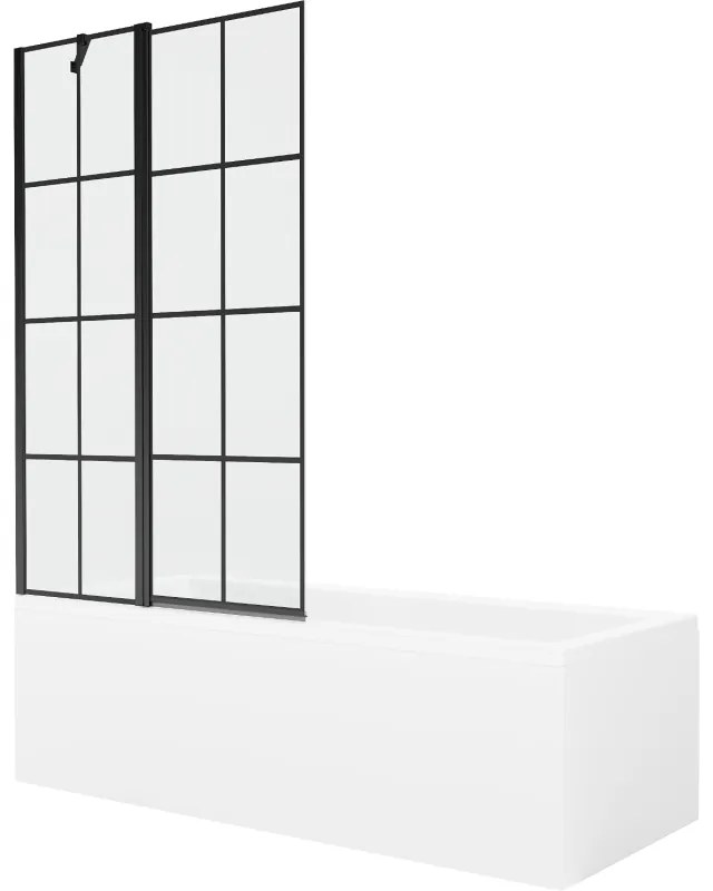 Mexen Cubik obdélníková vana 160 x 70 cm s pláštěm 1-křídlovou zástěnou 100 cm, Černý vzor - 550316070X9410117077