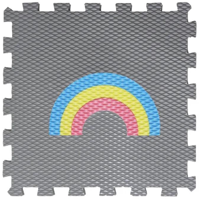 Vylen Pěnová hrací podlaha DUHA do dětského pokoje Zvolte barvu: Tmavě šedá s barevnou duhou