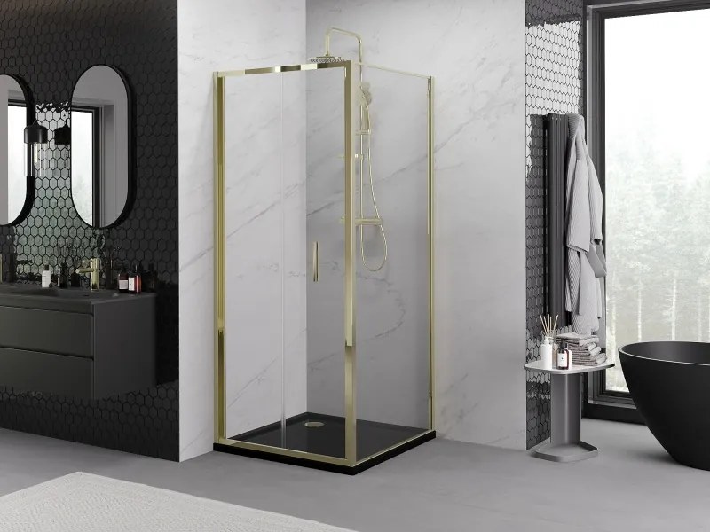 Mexen Exo, skládací sprchový kout 95 x 95 cm, čiré sklo, zlatá, 816-095-095-50-00