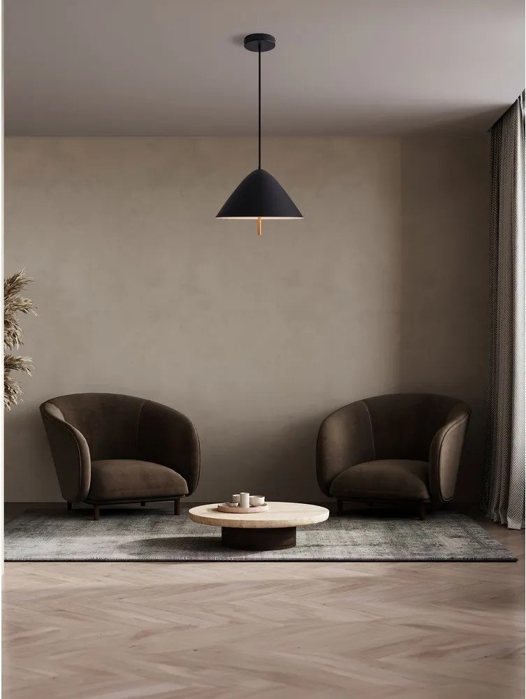 Matně černé kovové LED závěsné svítidlo s kovovým stínidlem ø 40 cm Oros – Nova Luce