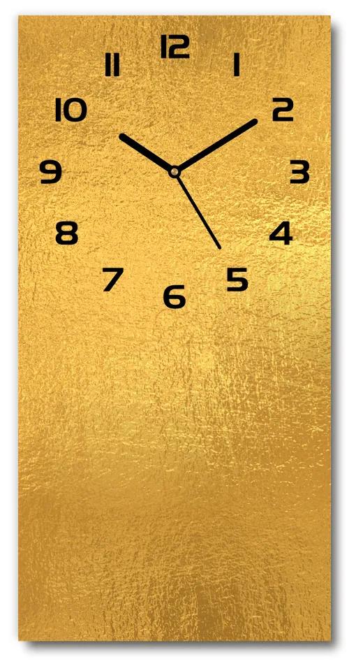 Wallmuralia Nástěnné hodiny tiché Zlatá folie pozadí 30x60 cm