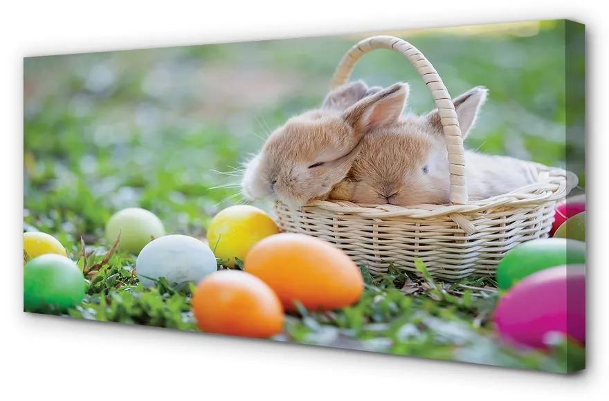 Obrazy na plátně králíci vejce 125x50 cm