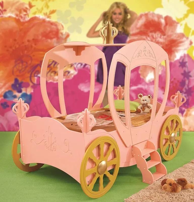 Holčičí postel Kočár pro Princezny 180 x 90 - růžová