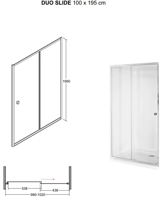Besco Duo Slide sprchové dveře, black Rozměr sprch.dveří: 100cm