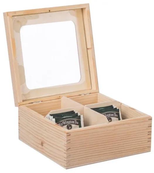 Krabička dřevěná s plexisklem 21 | 4 přihrádky
