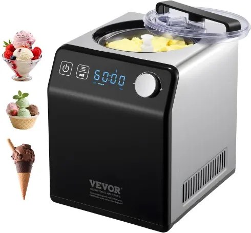 VEVOR 2Q automatický stroj na výrobu zmrzliny Elektrické jogurtové gelato Make Black