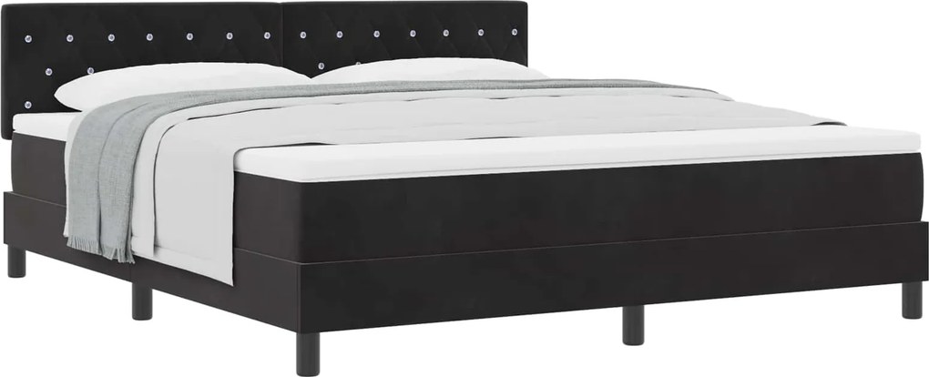 Postel s boxspringem s matrací s čelo Černá 180 x 200 cm samet 3339124
