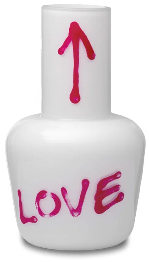 Váza Unnamed - Love Q123W z design studia QUBUS, sklo, bílá, růžová