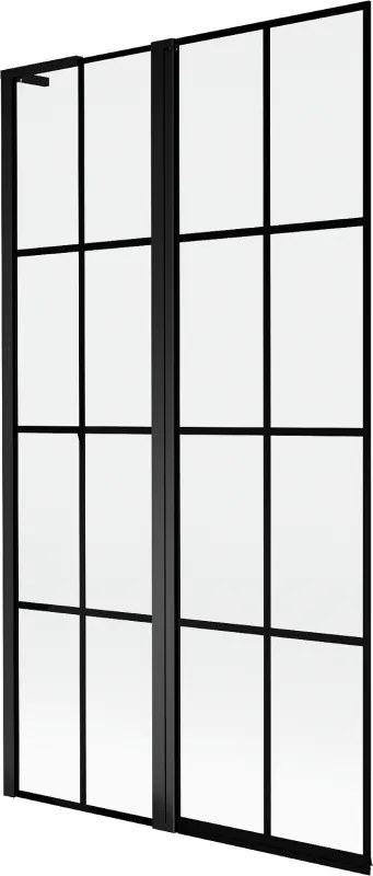 Mexen Mist L, 2-křídlová vanová zástěna, levá 100 x 150 cm, černá mřížka, černá - 8A9L-100-011-70-77-L