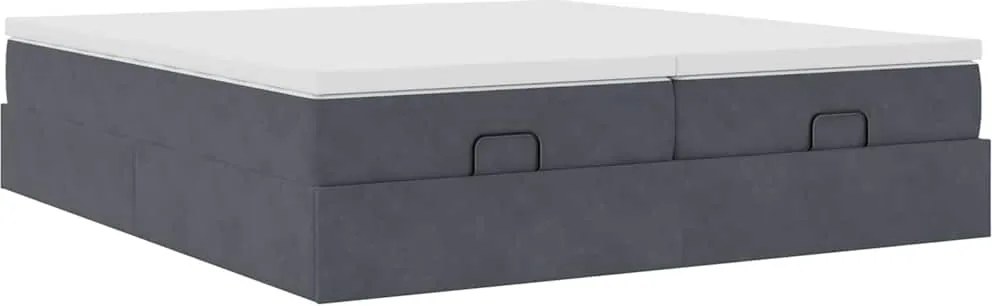 Osmanský rám postele s matracíes tmavě šedá 180x200cm samet 3311262