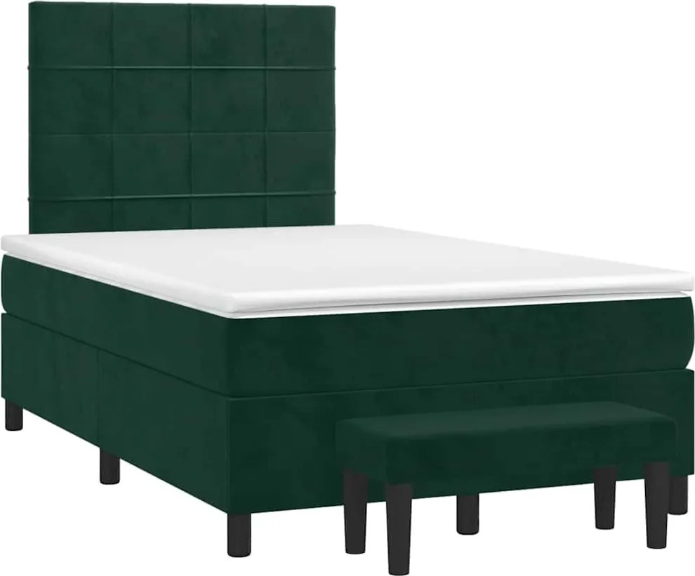 Box spring postel s matrací tmavě zelená 120x190 cm samet 3270472