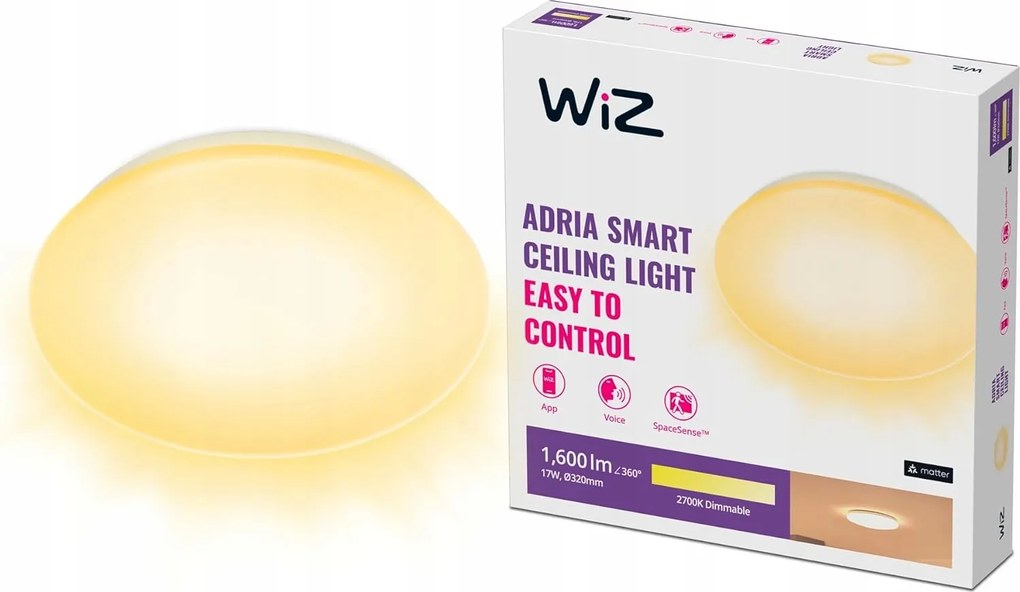 Stropní Svítidlo Led Stropní Svítidlo na omítku 17W 2700K Bílá Kulatý Smart WiFi WiZ