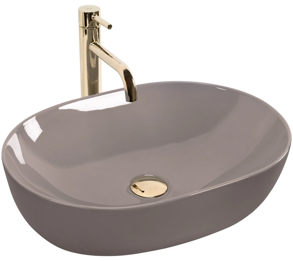 Rea Lisa, umyvadlo na desku 490x350x140 mm, béžová lesklá, REA-U6380