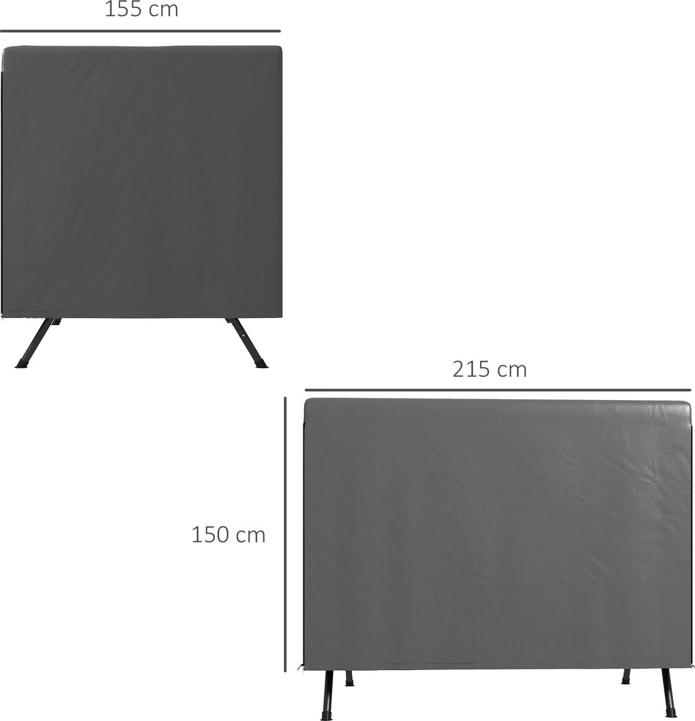 Kryt na zahradní nábytek Ochranný kryt na venkovní nábytek, 215 cm x 155 cm x 150 cm, tmavě šedý
