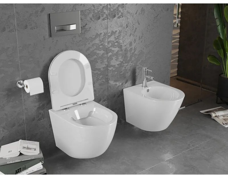 Mexen Lena WC mísa Rimless s pomalu padající deskou slim, duroplast, Bílá - 30220300
