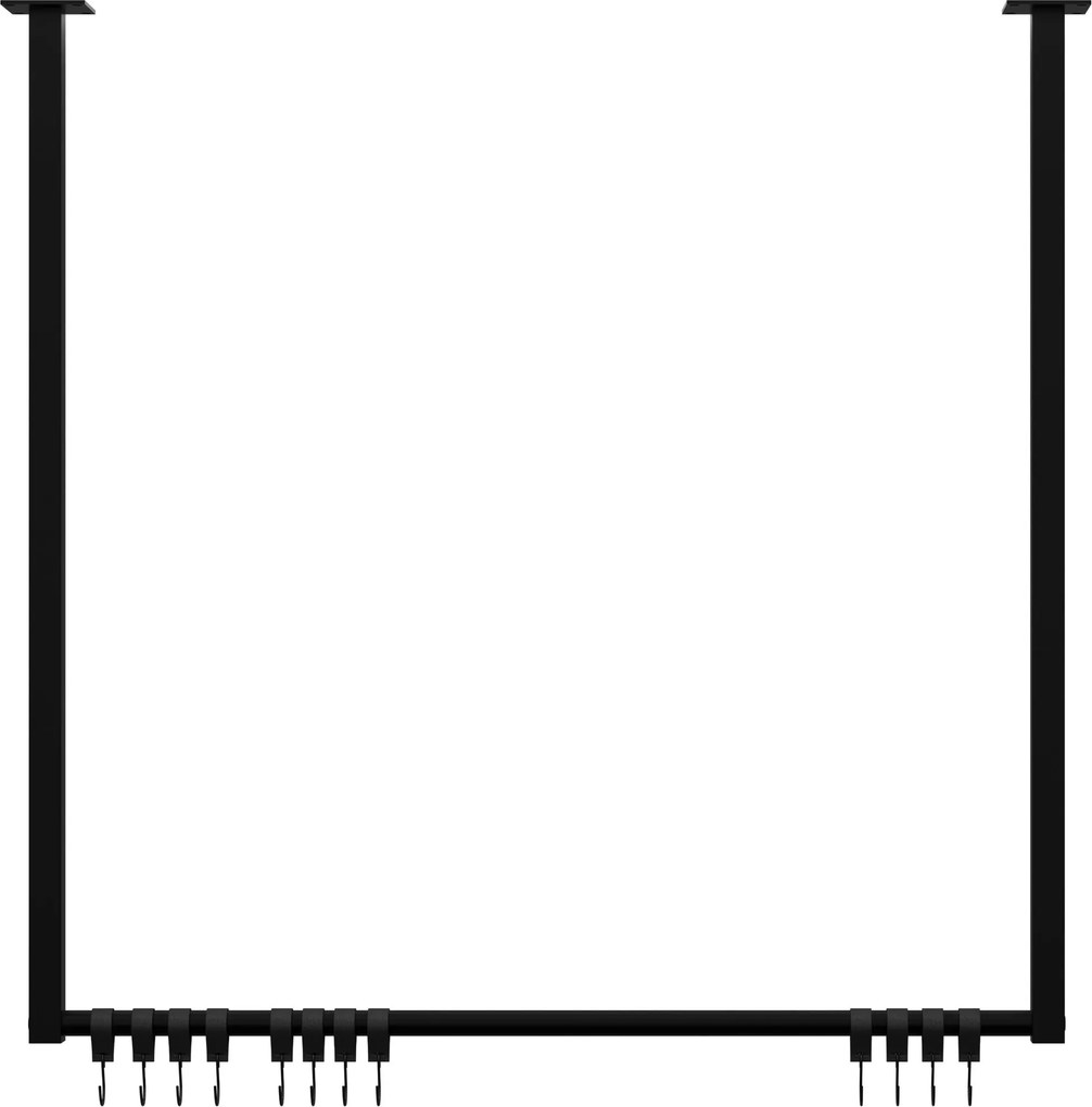 Šatní tyč Fenton 80x80 cm Sada 12 ks – černá