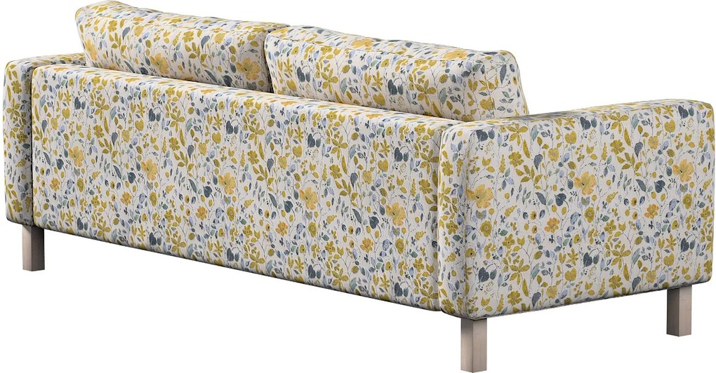 Potah na pohovku IKEA  Karlstad 3-místná, nerozkládací, krátký barva žlutá látka pletený vzor, vzorované