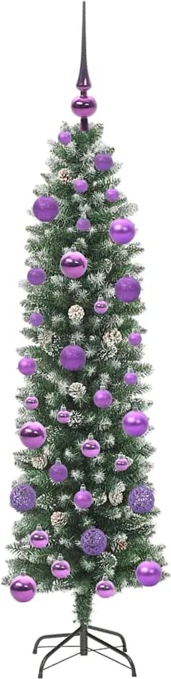 Umělý štíhlý vánoční strom Zelená a bílá 120 cm 3395275