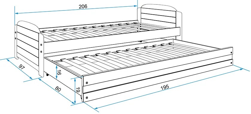 Falco Postel s přistýlkou Lizzie II 90x200 bílá/grafit