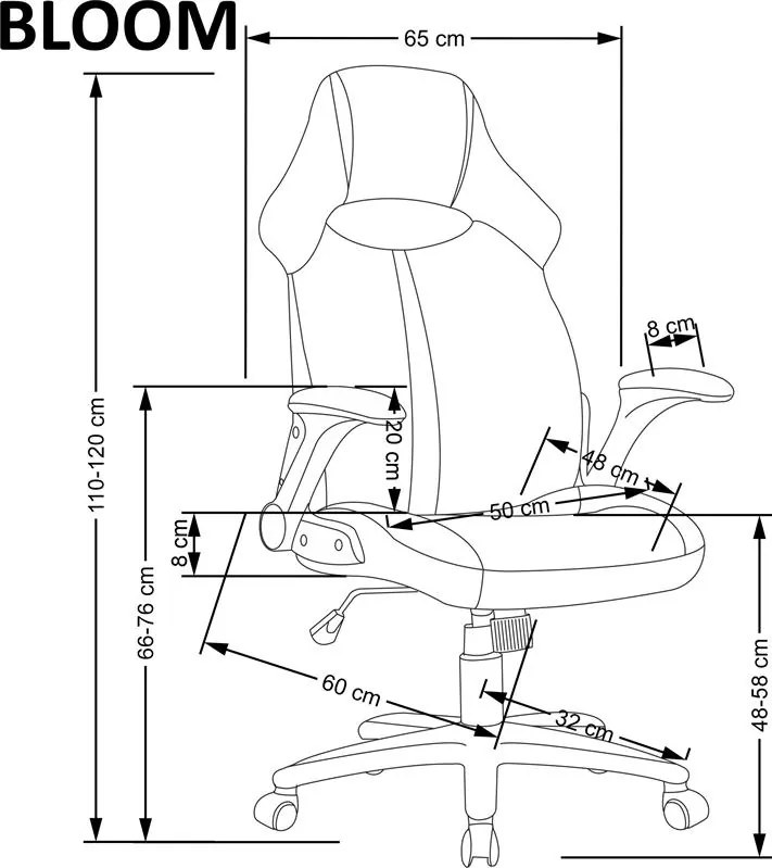 Kancelářská židle BLOOM - látka, černá / šedá Halmar