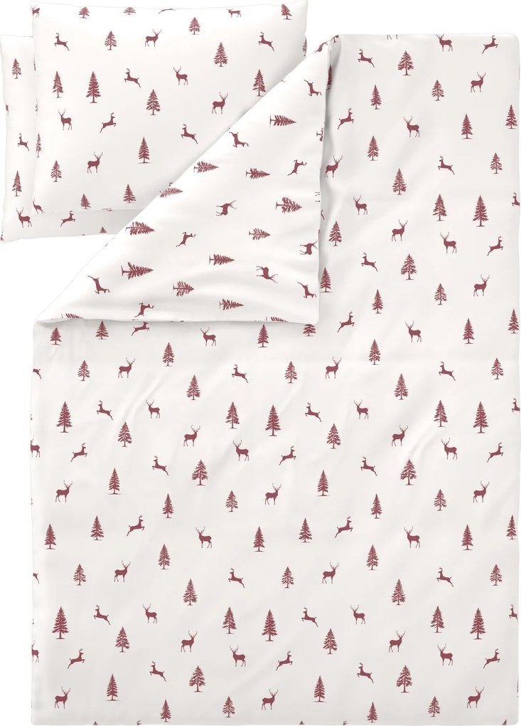 Livarno® Ložní povlečení z jemného flanelu, 200 x 220 cm, 70 x 90 cm (jeleni / jedle červená)