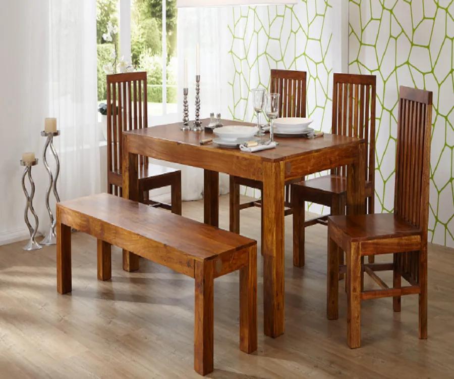 Furniture-nabytek - Jídelní set + 4 židle + 1 lavice z masivu - Bipula