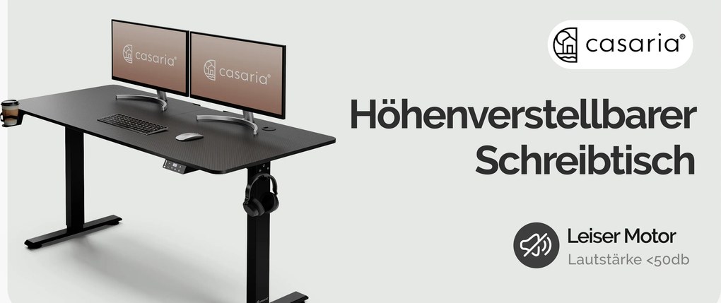Výškově nastavitelný Psací stůl černý (karbonový vzhled) 140x60x73-118cm