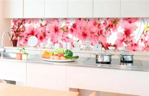 Samolepící tapety za kuchyňskou linku jabloňově květy rozměr 350 cm x 60 cm