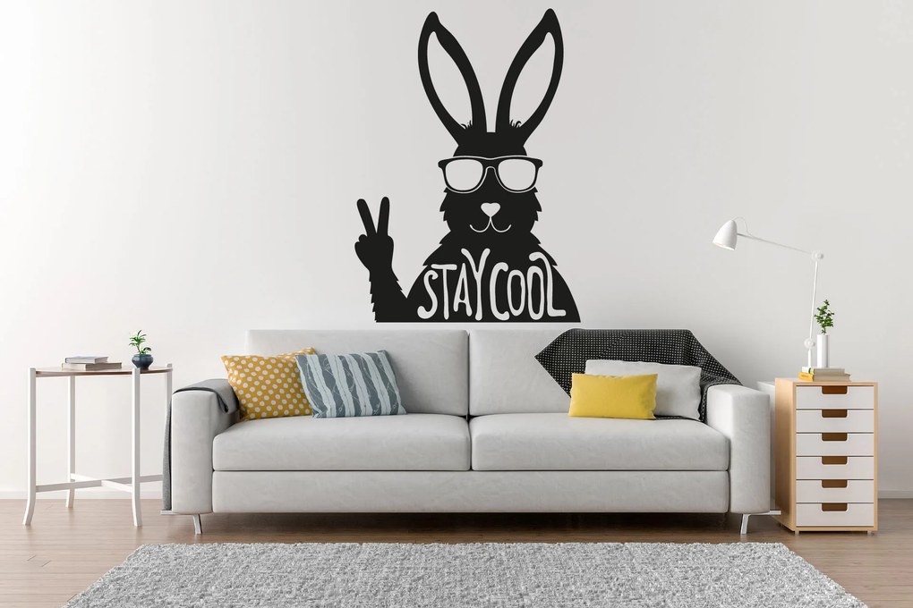 Lepy.cz Samolepka na zeď Zajíc - stay cool Velikost (šířka x výška): 40x55cm, Barevná varianta: Nugátová hnědá