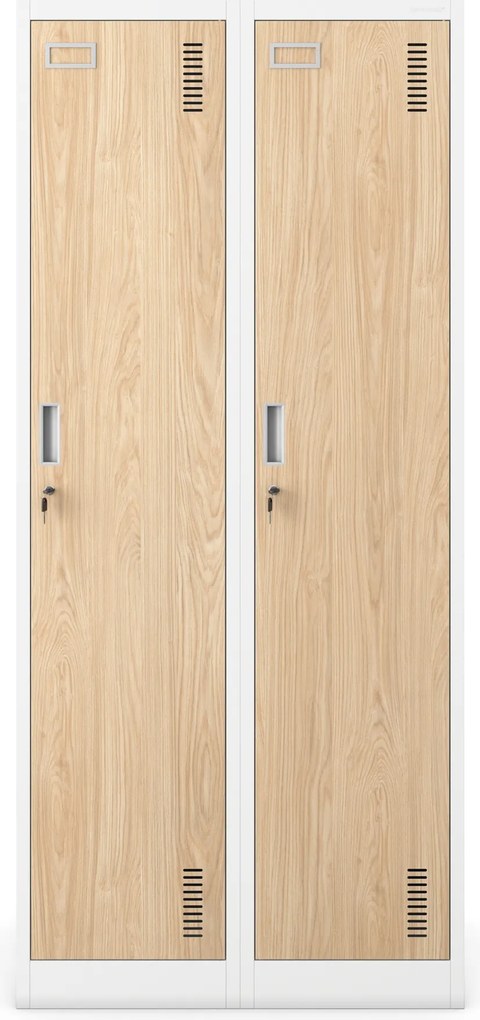 Šatní skříňka pro zaměstnance 4-boxová, bílá/dub sonoma, 800x1800x500 mm: KACPER Eco Design