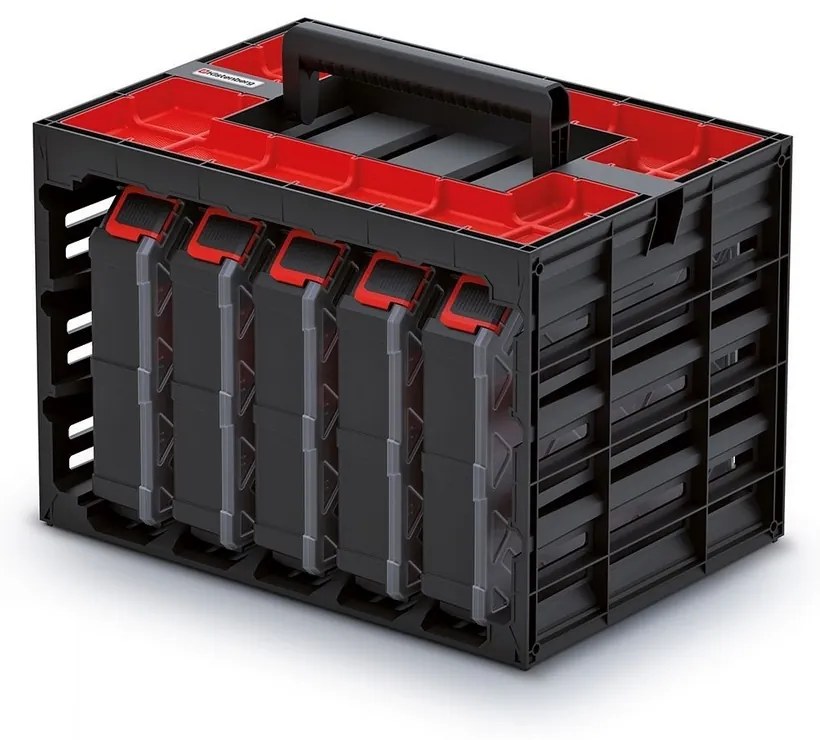 Skříňka s 5 krabičkovými organizéry 41,5 × 29 × 29 cm, černá
