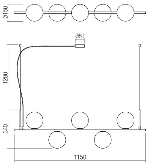 Redo 01-1635 - Lustr na lanku TALIS 5xE14/28W/230V