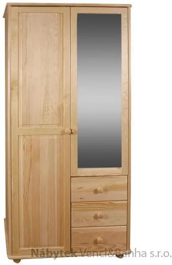 dřevěná šatní skříň dvojí dvířková zrcadlová z masivního dřeva borovice Szafa II 2D/3S drewfilip 15